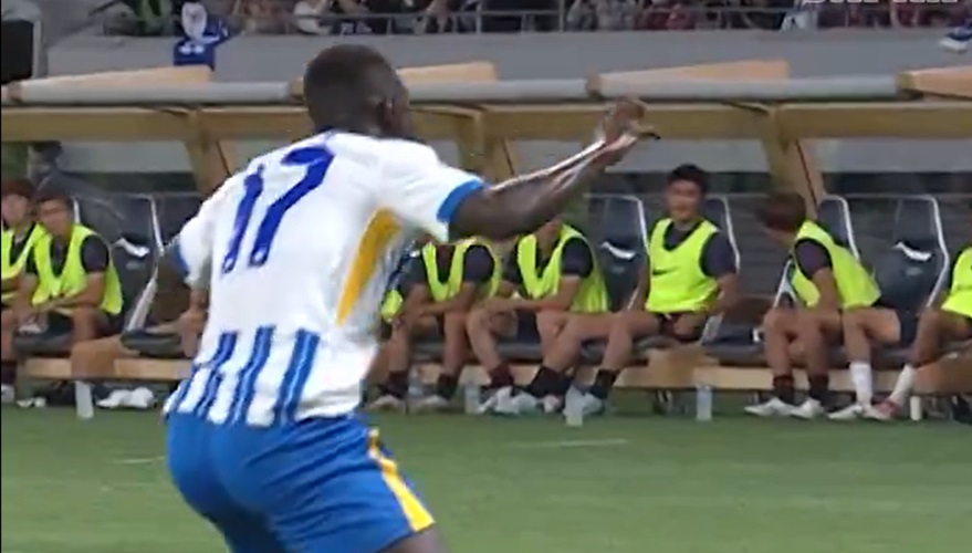 New signing Yankuba Minteh scores fantastic first goal for Brighton in ...
