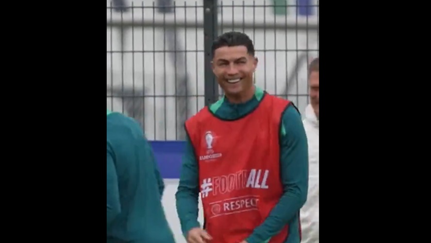 Cristiano Ronaldo all smiles as Portugal prepare to face France in Euro ...