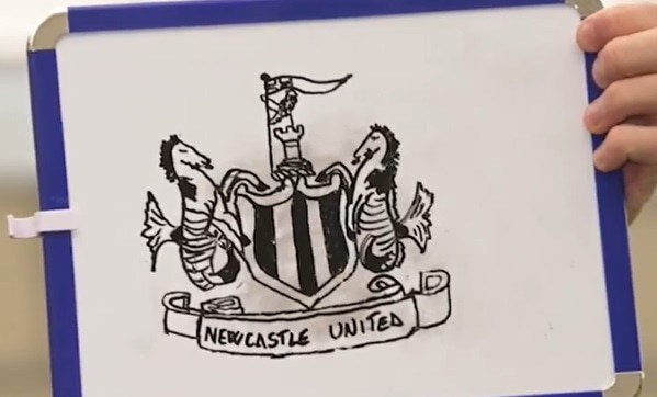Newcastle stars compete in drawing club crest (Video) - Soccer News